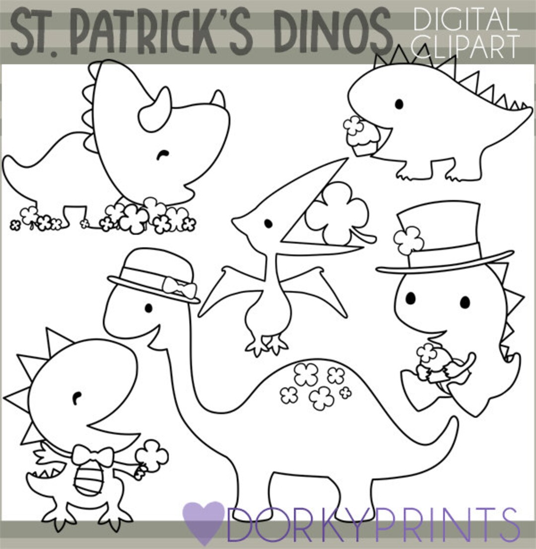 St Patrick's Day Clipart Set -personal and Commercial Use- Dinosaur ...