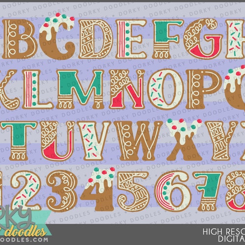 Christmas Clipart Gingerbread Alphabet and Numbers personal - Etsy