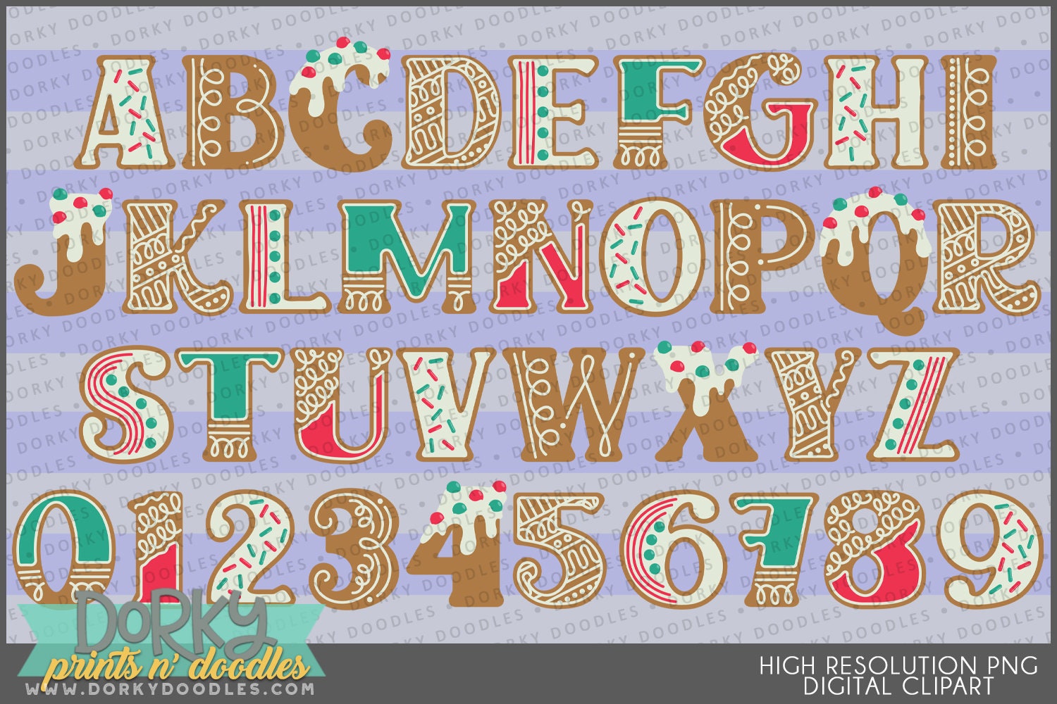 Christmas Clipart Gingerbread Alphabet and Numbers personal - Etsy