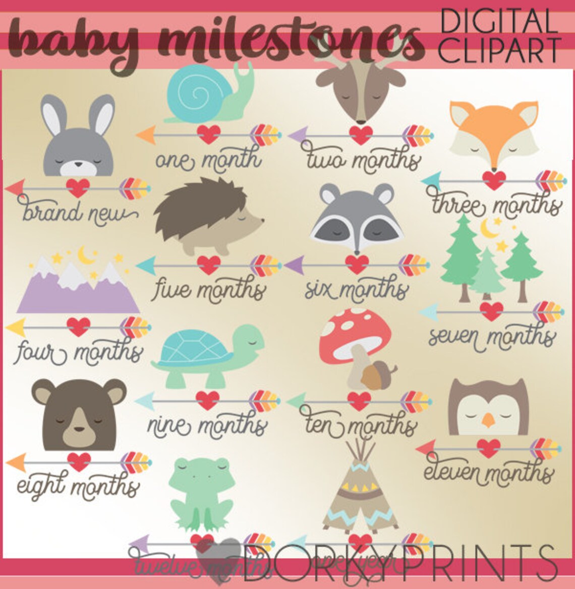Baby Age Milestones Clipart personal and Limited Commercial - Etsy
