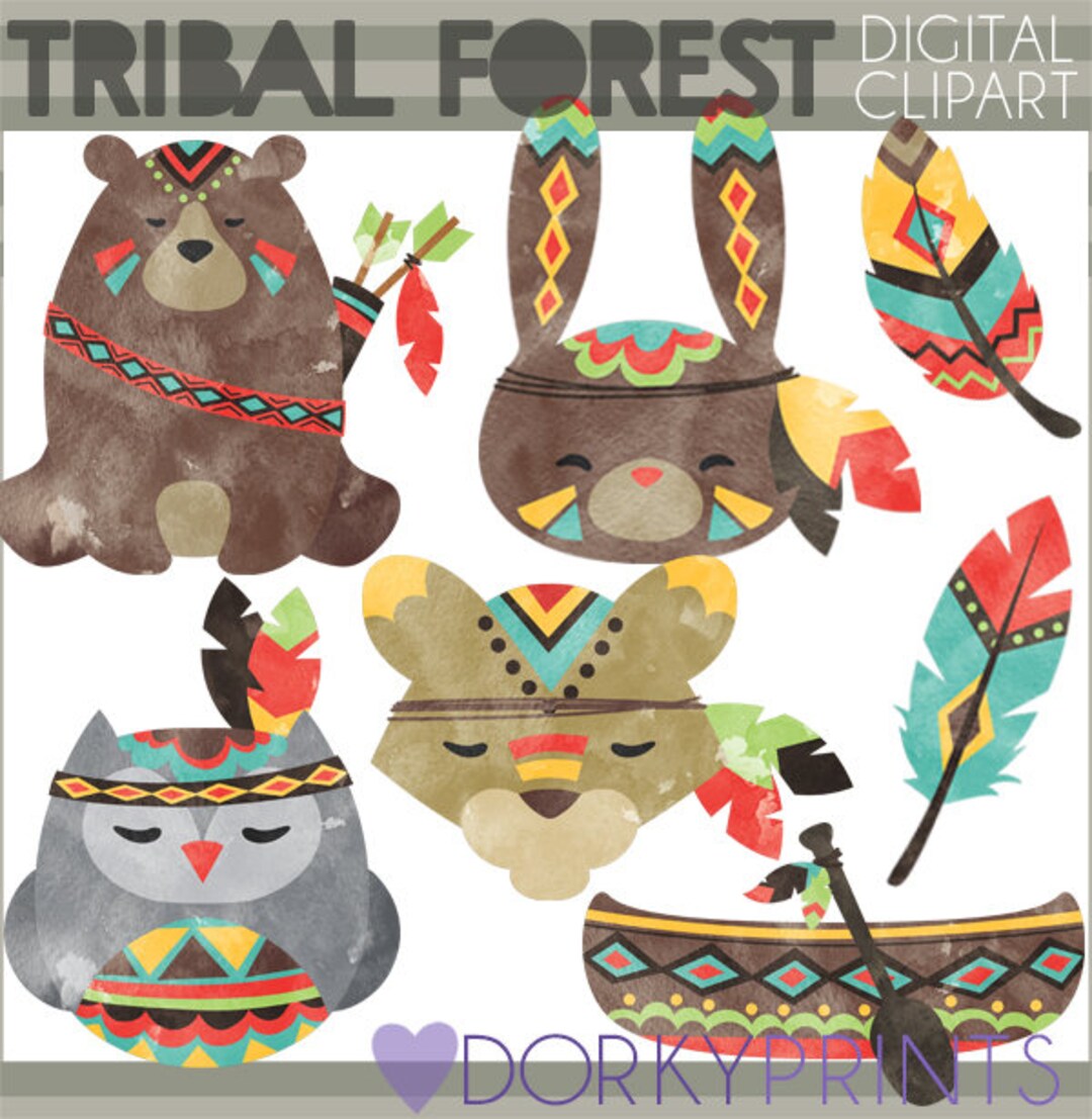 Tribal Animals Clipart -personal and Limited Commercial Use- Watercolor ...