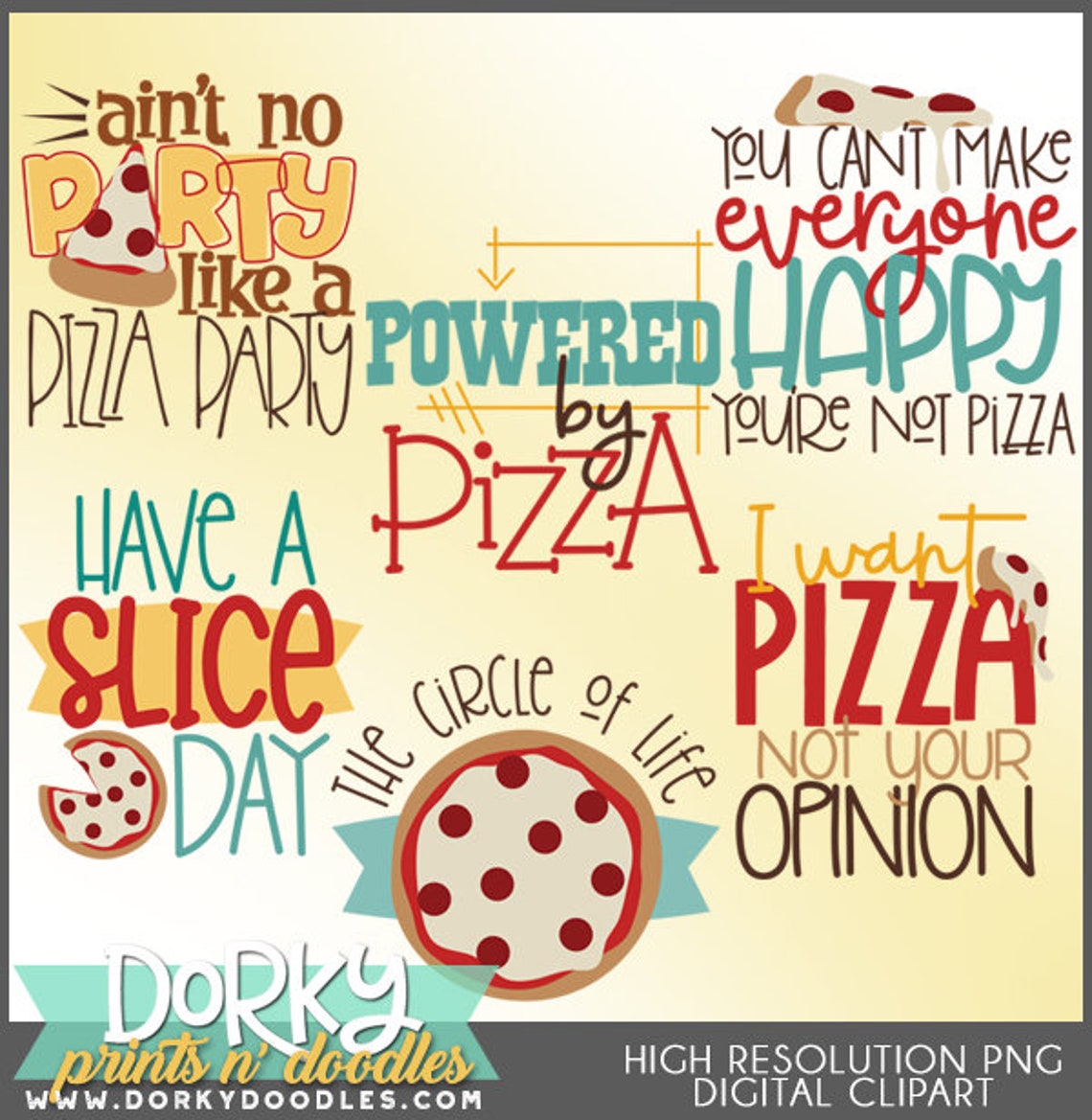 Pizza Party Clipart personal and Limited Commercial Use Cute - Etsy