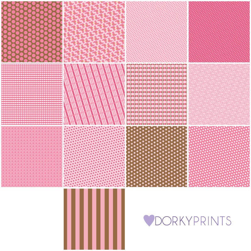 Cowgirl Digital Paper Pack Pink and Brown Digital Paper | Etsy