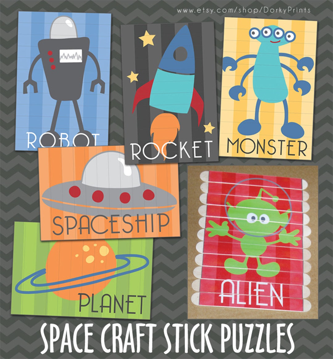 Outer Space Craft Stick Puzzles PDF - Preschool Printable ...