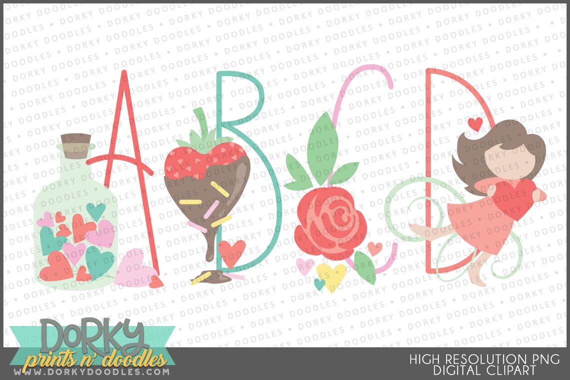 Valentine's Day Alphabet Clipart personal and Limited - Etsy