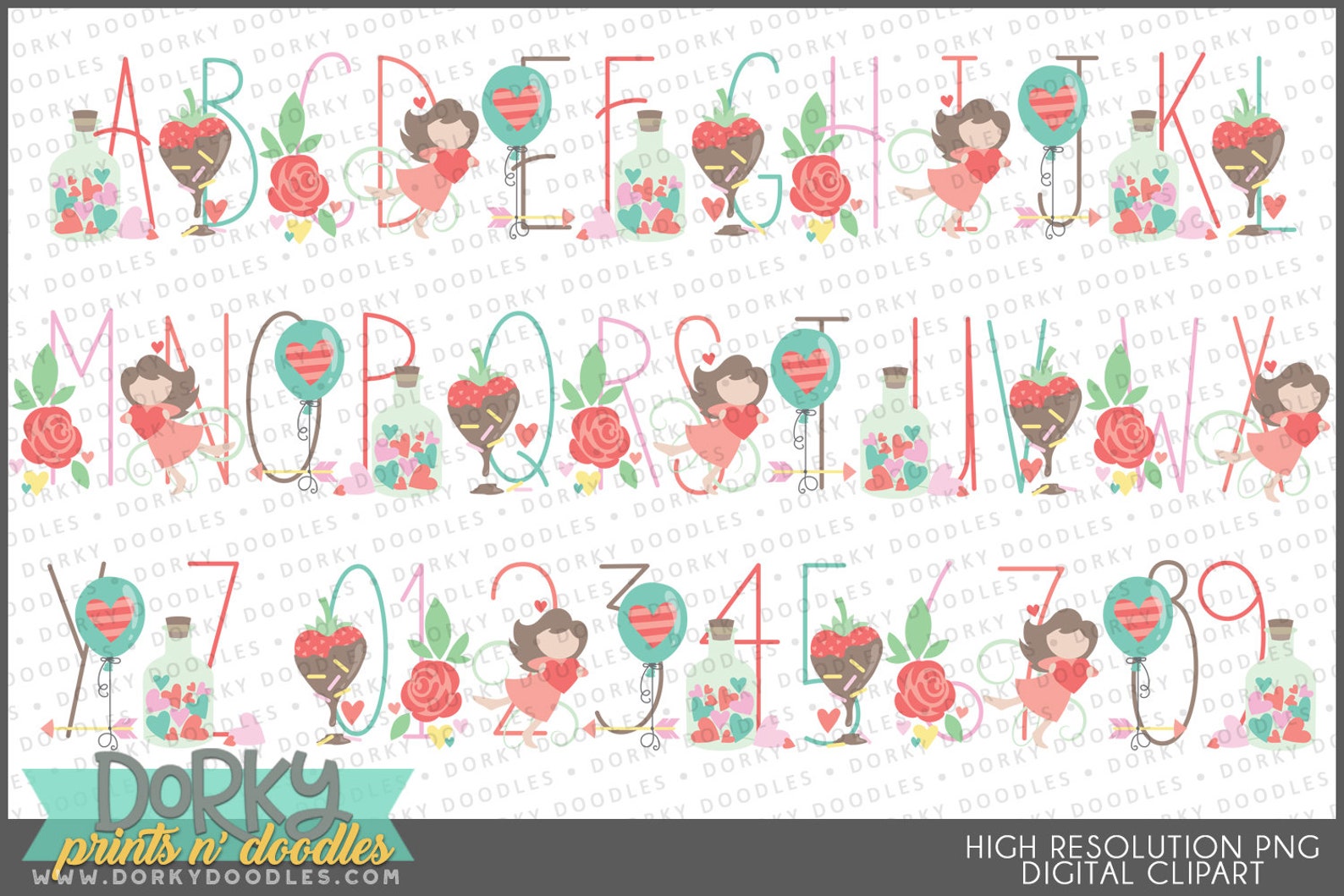 Valentine's Day Alphabet Clipart personal and Limited - Etsy