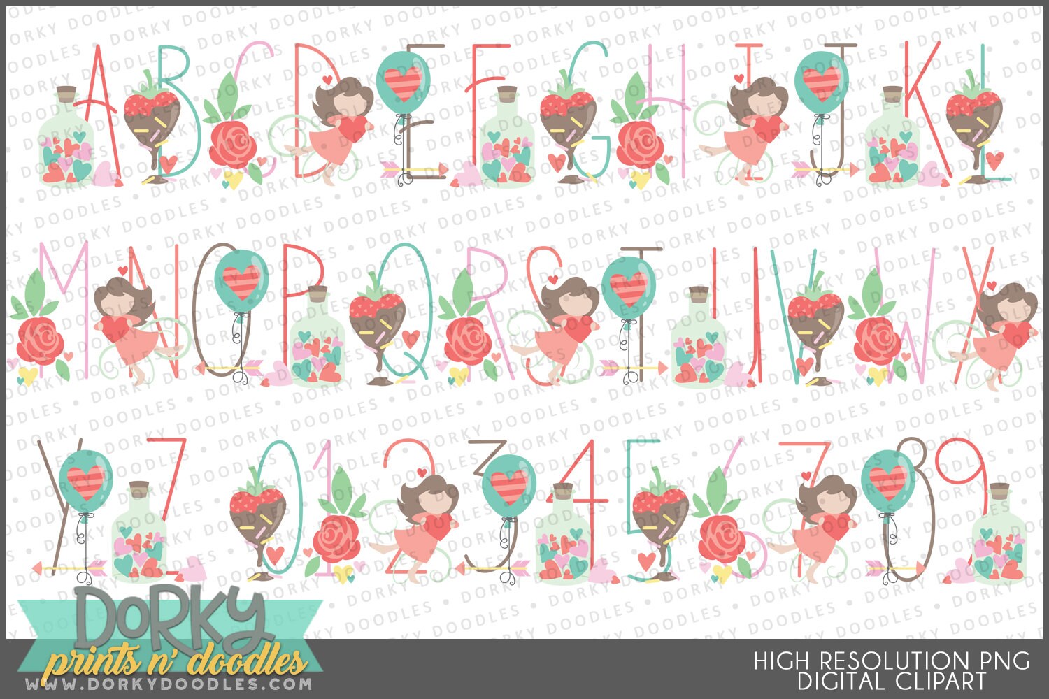 Valentine's Day Alphabet Clipart -personal and Limited Commercial Use ...