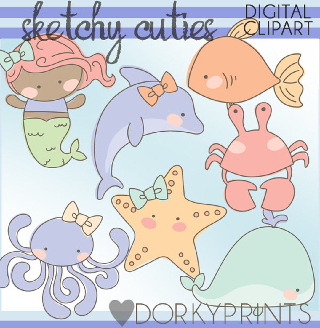 Sketchy Ocean Animals Clipart -personal and Limited Commercial Use ...