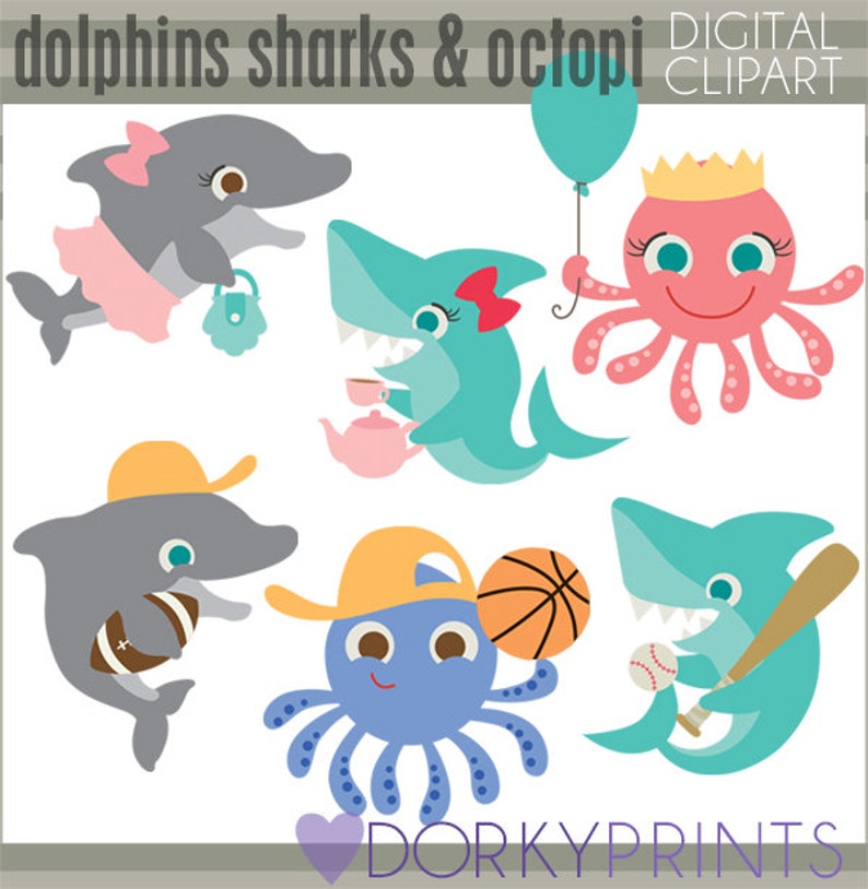 Ocean Animals Clipart Set Personal and Limited Commercial | Etsy