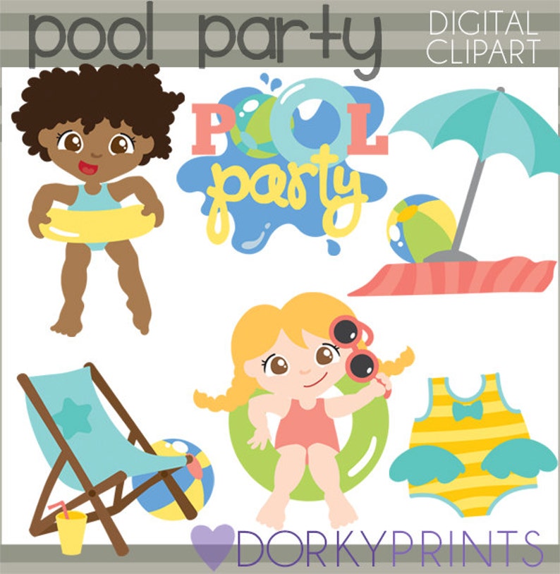 Pool Party Clipart personal and Limited Commercial Use Fun - Etsy
