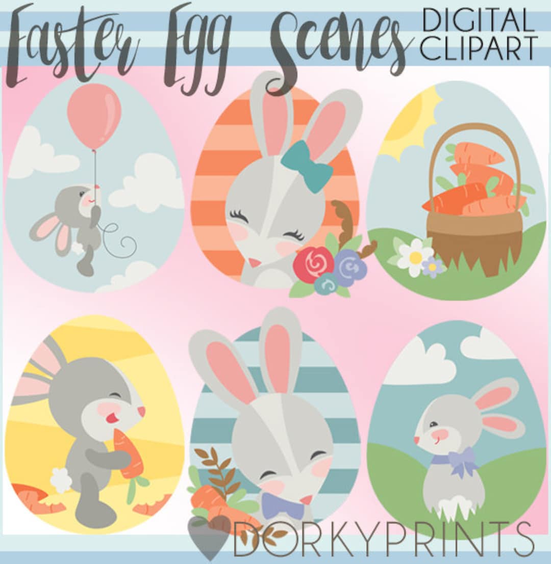 Easter Egg Scenes Clipart -personal and Limited Commercial Use- Spring ...