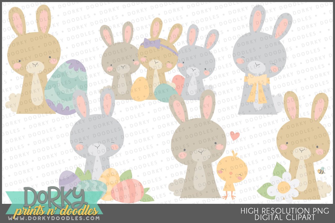 Easter Bunnies Clipart -personal and Limited Commercial Use- Cute and ...