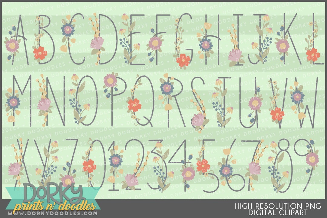 Farmhouse Floral Alphabet Clipart -personal and Limited Commercial Use ...
