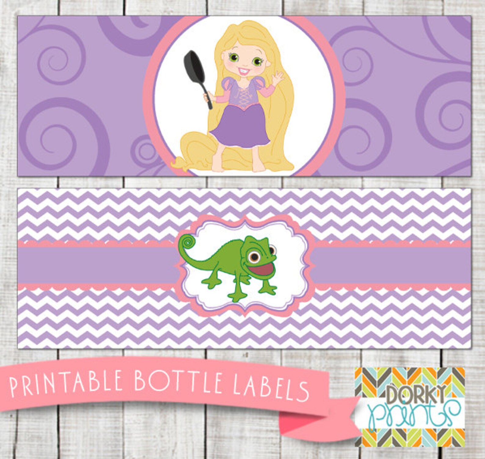 Rapunzel Birthday Party Printable Bottle Labels PDF | Etsy