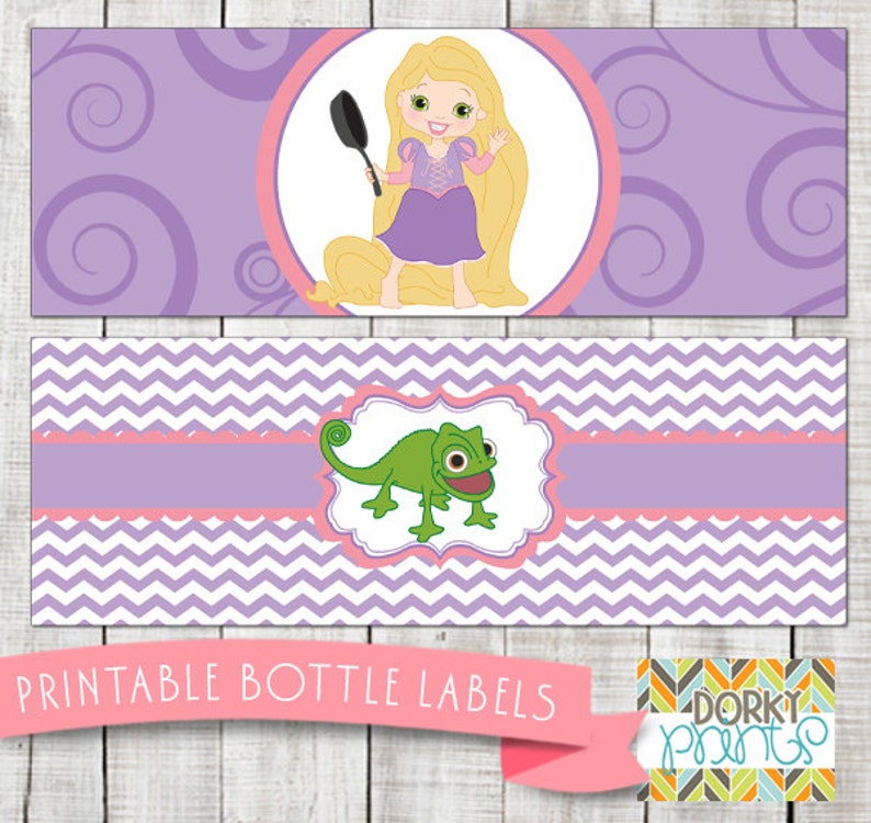 Rapunzel Birthday Party Printable Bottle Labels PDF - Etsy