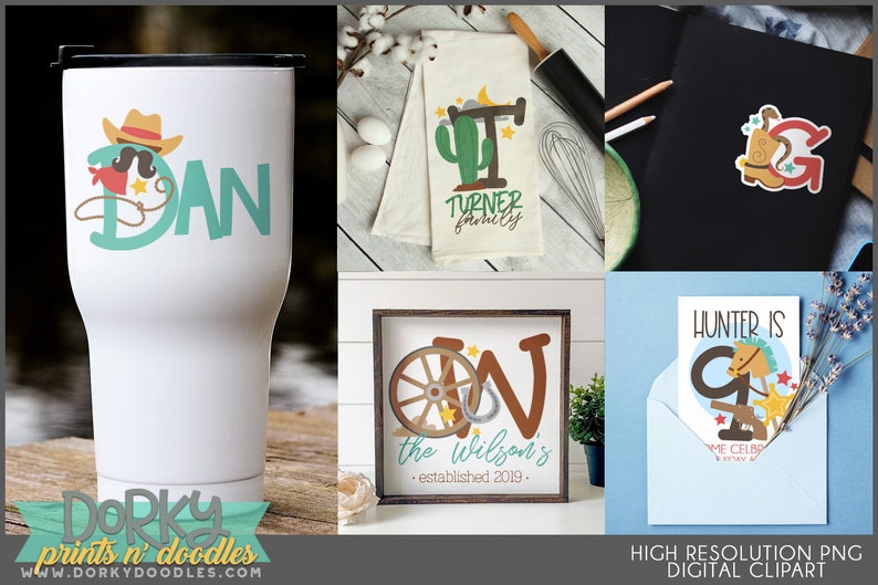 Cute Western Alphabet Clipart personal and Limited Commercial | Etsy