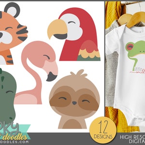 Whimsical Jungle Animal PNG Clipart - Cute Jungle Faces for Sublimation ...