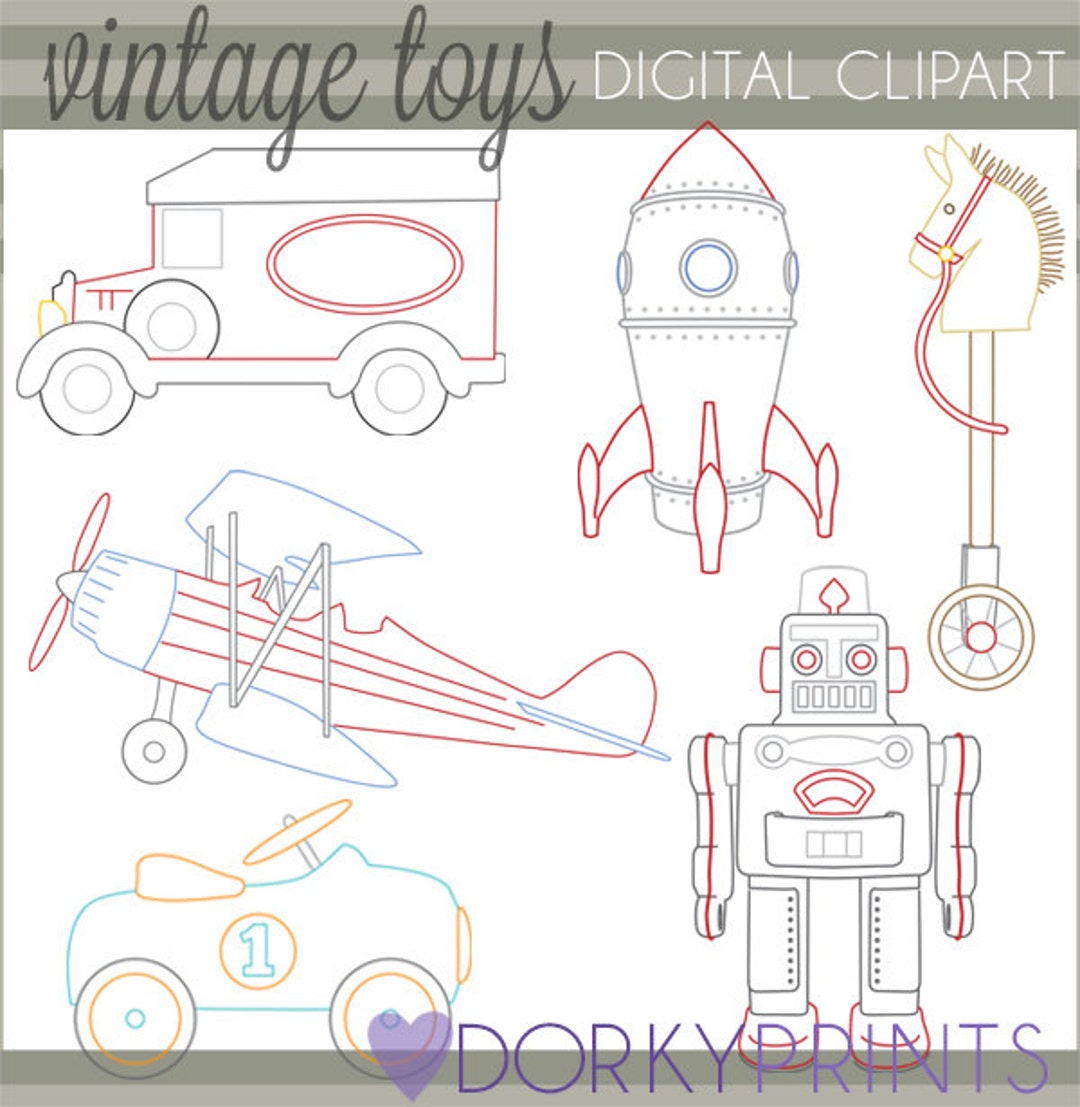 Vintage Clipart Retro Toys -personal and Limited Commercial Use- Rocket ...