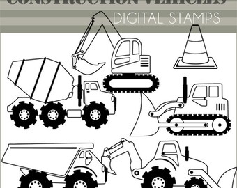 Summer Construction Vehicles Clipart personal and Limited | Etsy