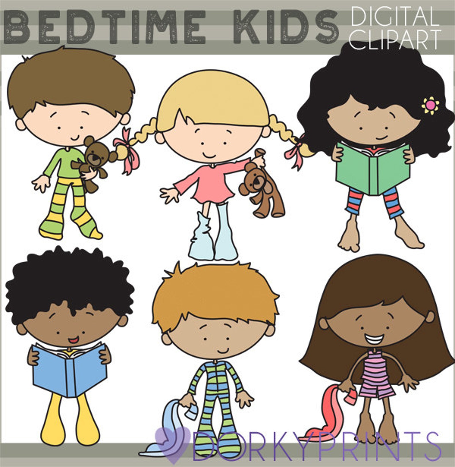 Bedtime Kids Clipart personal and Limited Commercial Use - Etsy