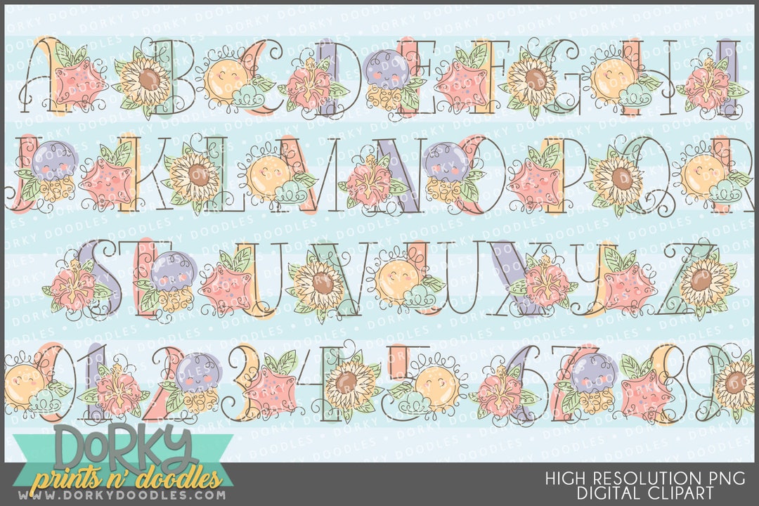 Sketchy Summer Alphabet Clipart -personal and Limited Commercial Use ...