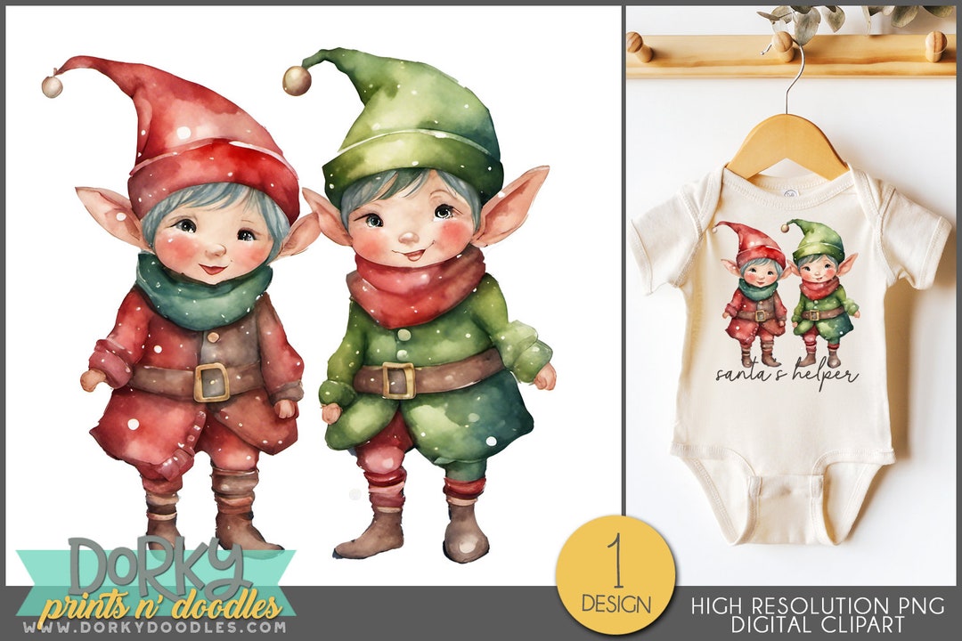 Cute Simple Elves Watercolor Design - Sublimation Print, DIY Craft ...