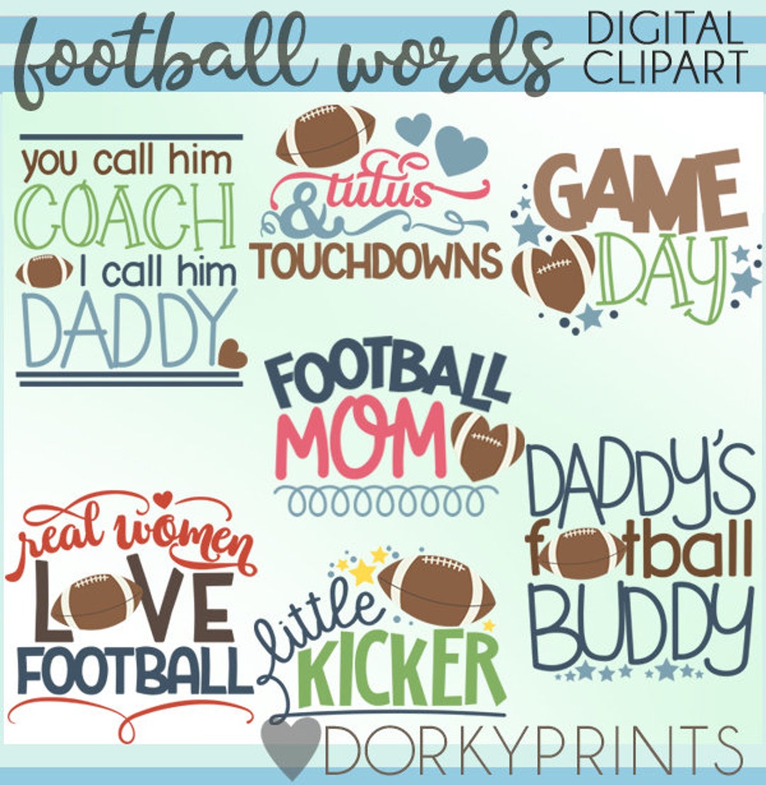 Football Word Art Clipart -personal and Limited Commercial Use- Word ...