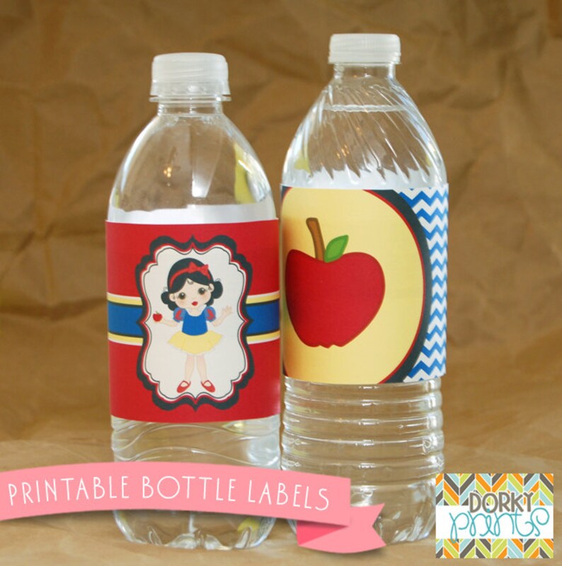 Snow White Birthday Party Printable Bottle Labels PDF - Etsy