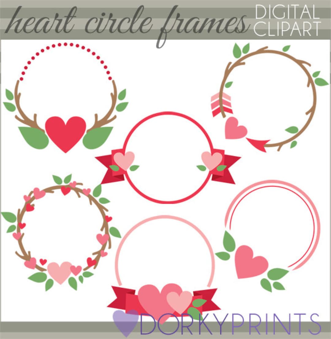 Valentine Clipart Heart Circle Frames -personal and Limited Commercial ...