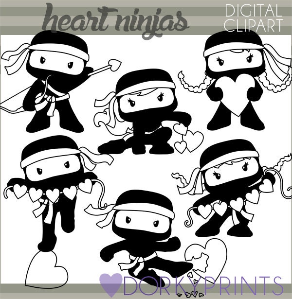 Valentine Clipart Heart Ninjas -personal and Limited Commercial Use ...