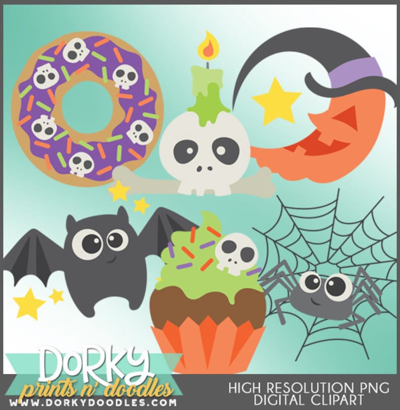 Cute Halloween Clipart Digital PNG Art | Etsy