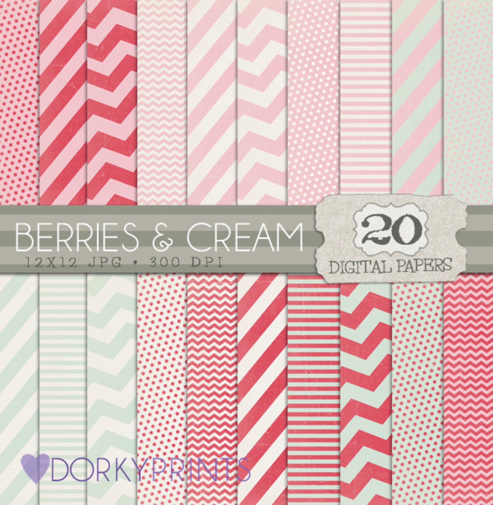 Pink Digital Paper Pack Berries and Cream Digital Paper - Etsy