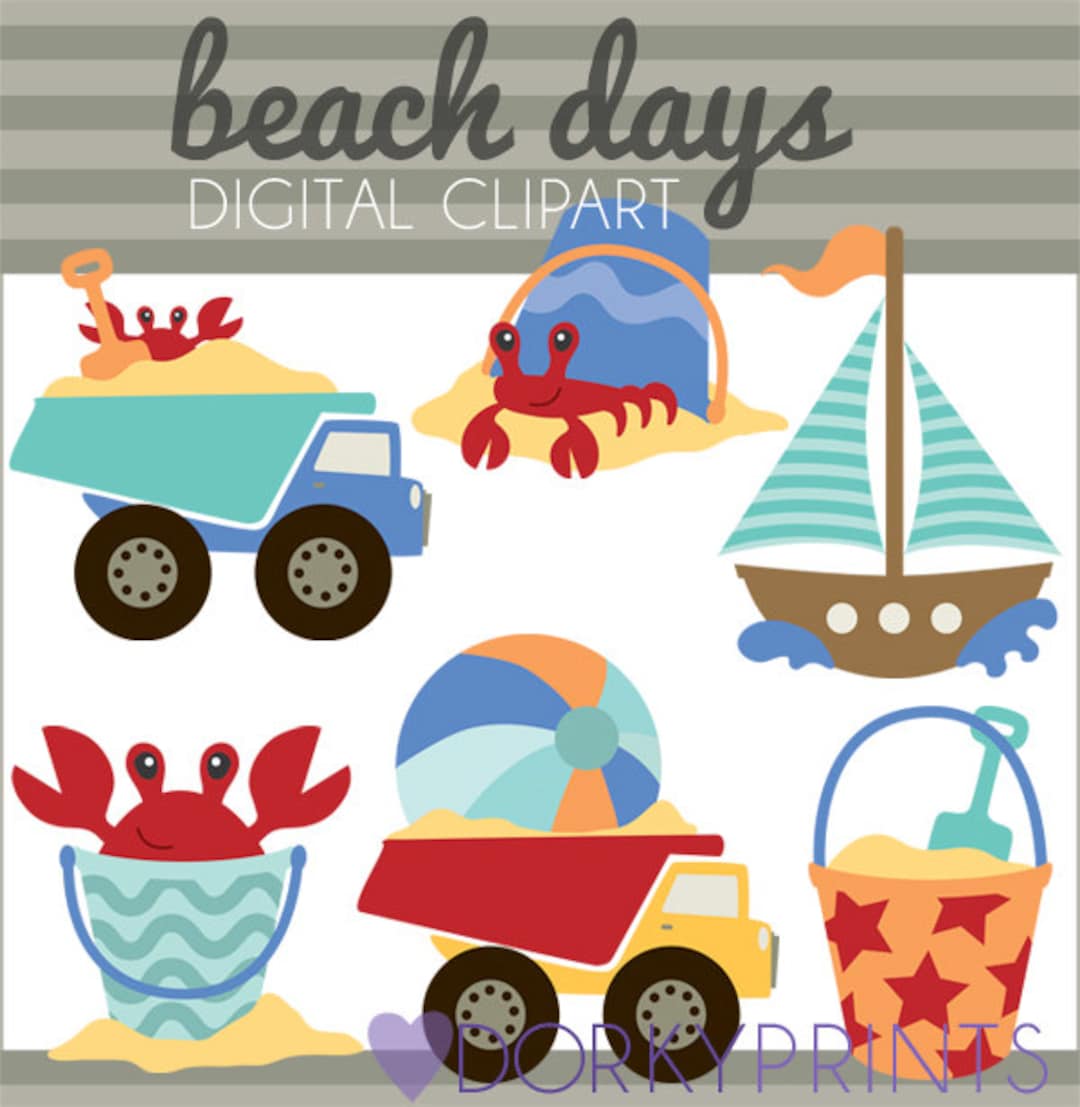 Beach Clipart -personal and Limited Commercial Use- Sailboat and Crab ...