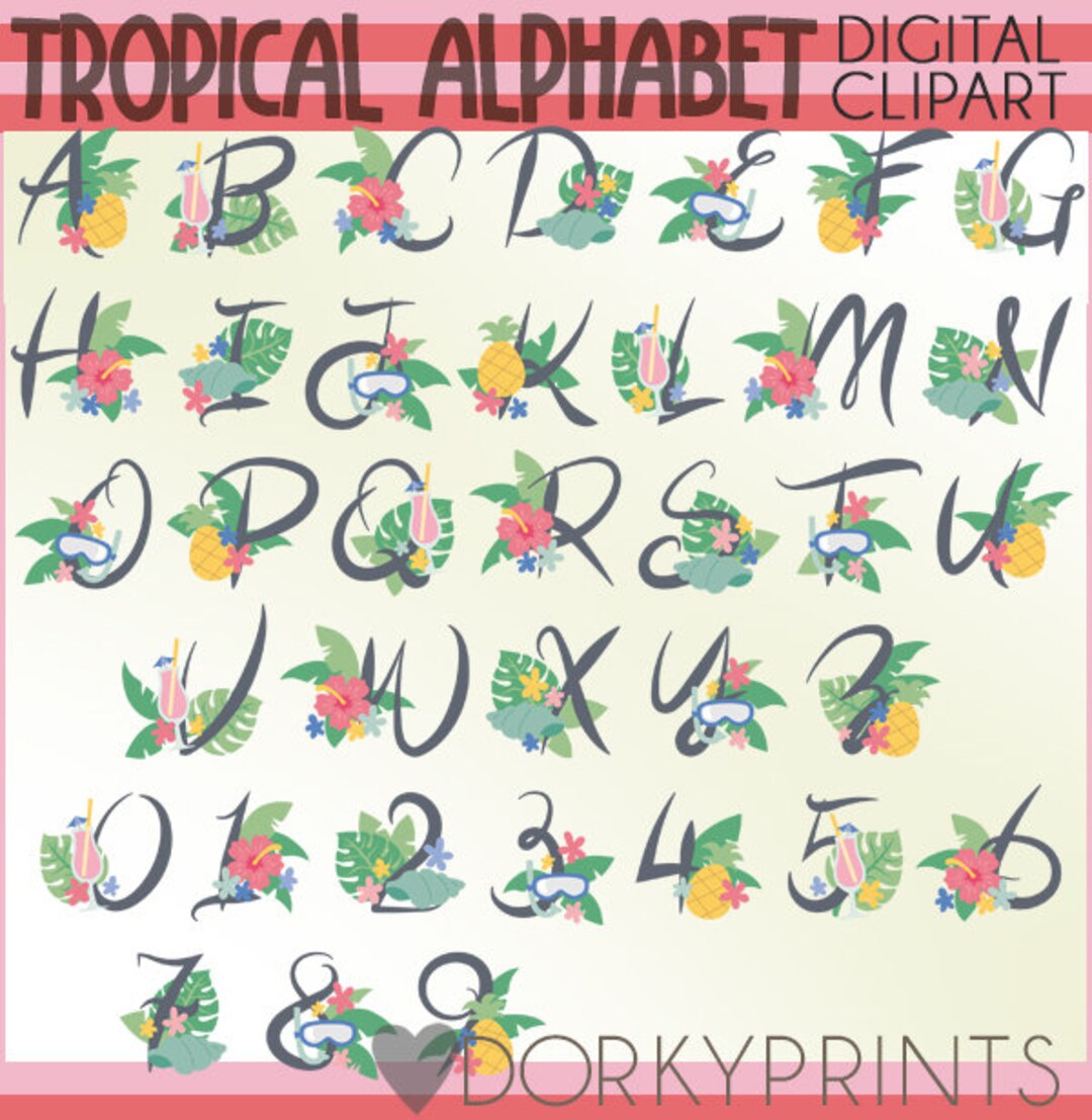 Tropic Alphabet Clipart -personal and Limited Commercial Use- Tropical ...