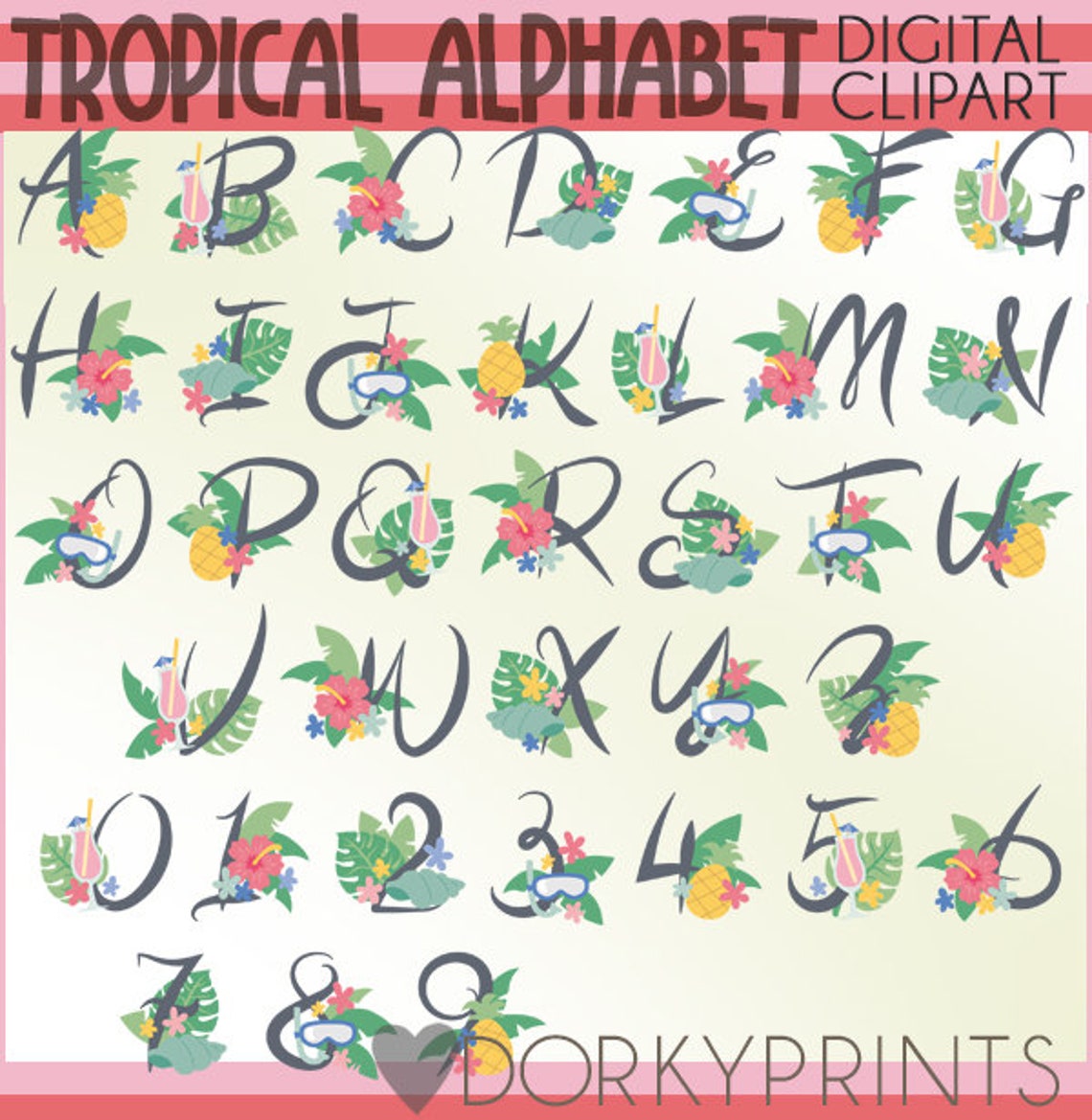Tropic Alphabet Clipart personal and Limited Commercial Use - Etsy