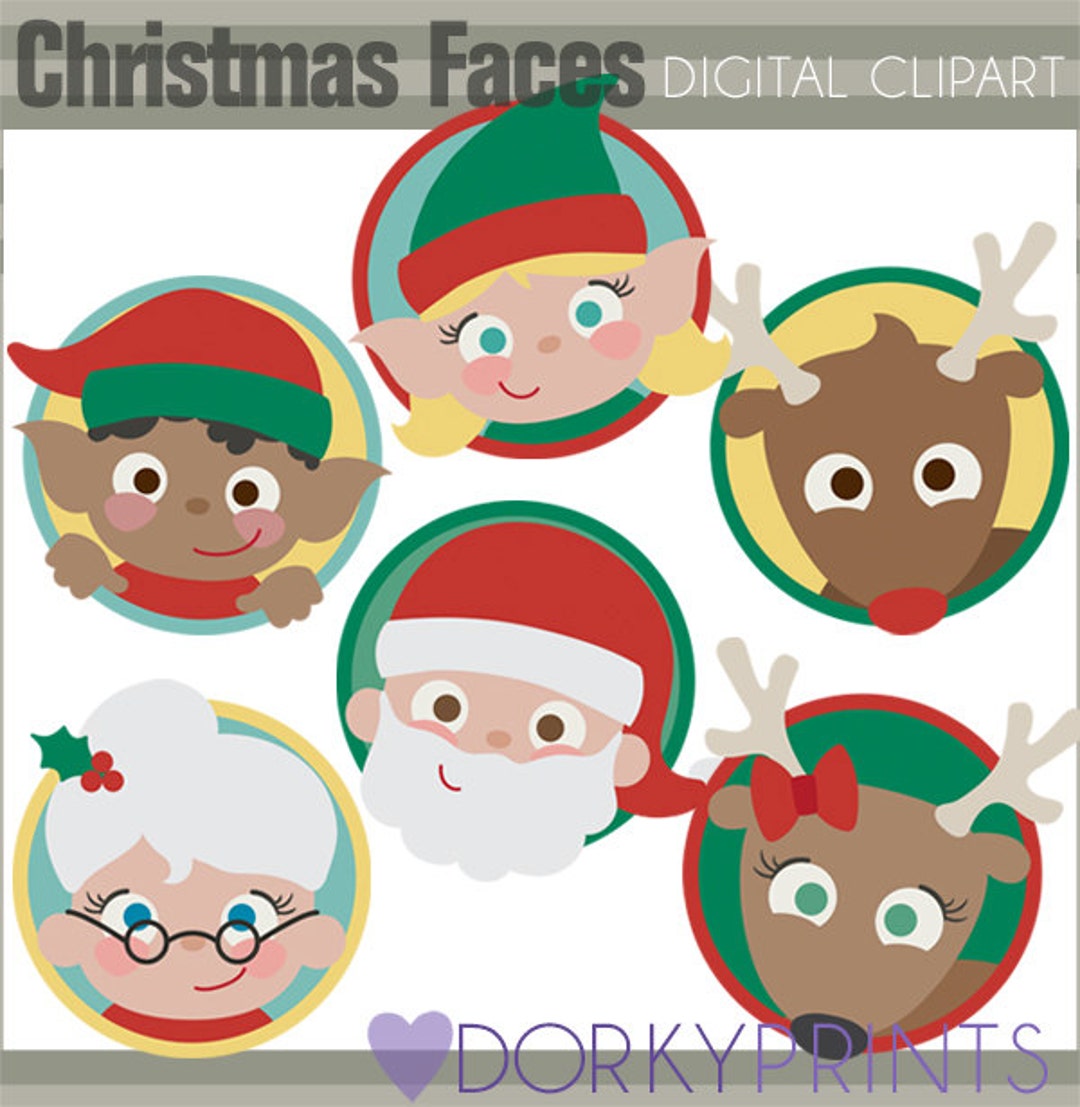 Christmas Clipart Christmas Faces -personal and Limited Commercial Use ...