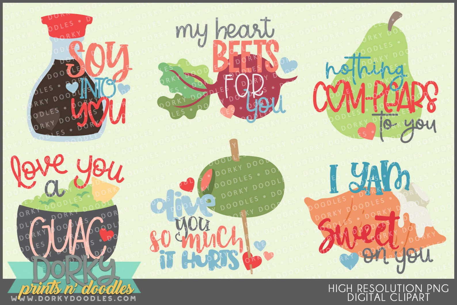 Valentine's Day Food Puns Clip Art personal and Limited - Etsy