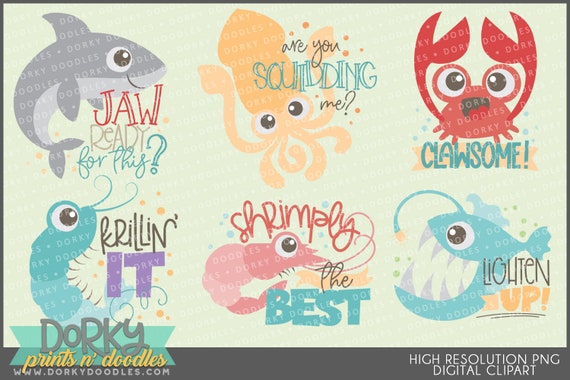 Beach Puns Clipart Cute and Funny Beach PNG Files - Etsy