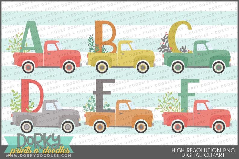 Vintage Truck Alphabet Clipart PNG Art Instant Download - Etsy