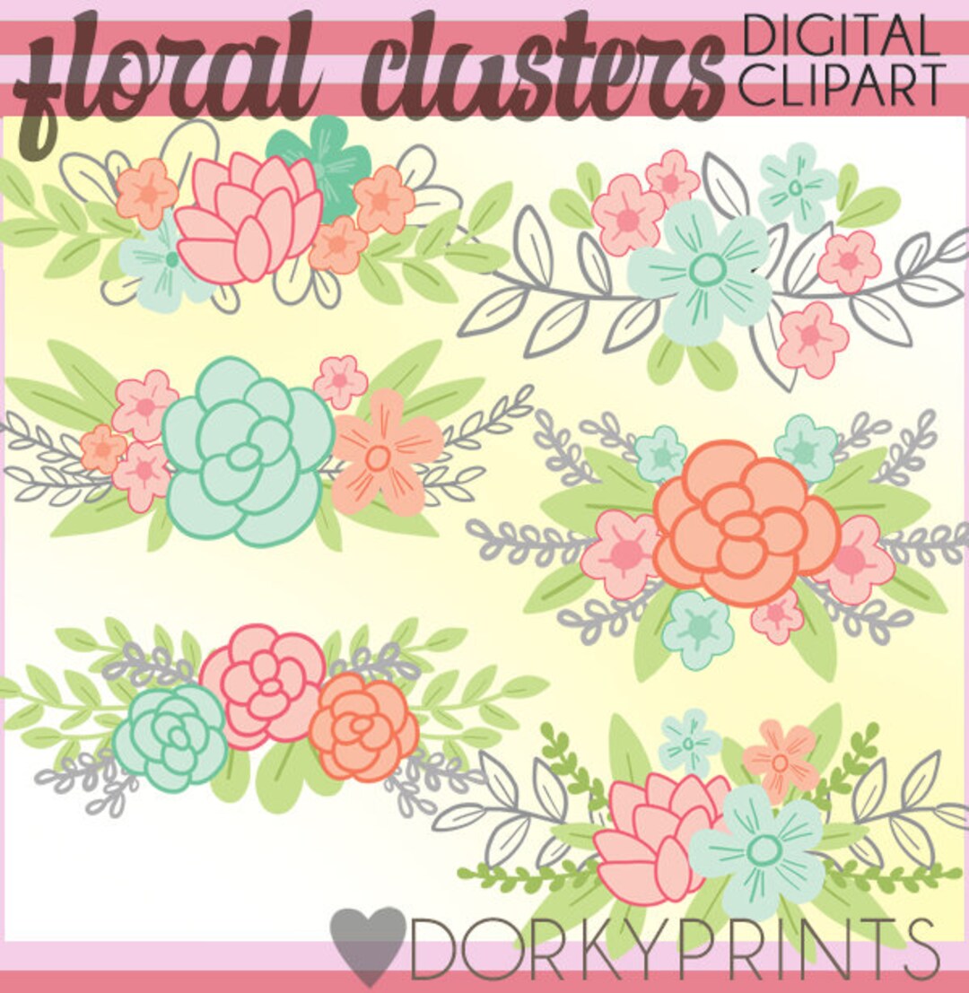 Floral Clusters Clipart Set -personal and Limited Commercial Use- Cute ...