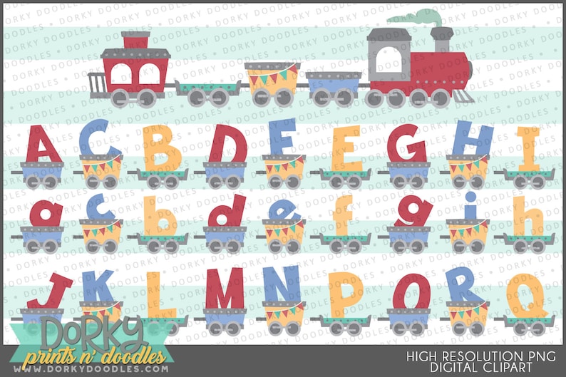 Train Alphabet Clipart PNG Art Instant Download Numbers - Etsy