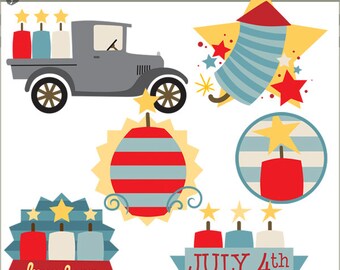 4th of July Clipart personal and Commercial Use Red White | Etsy