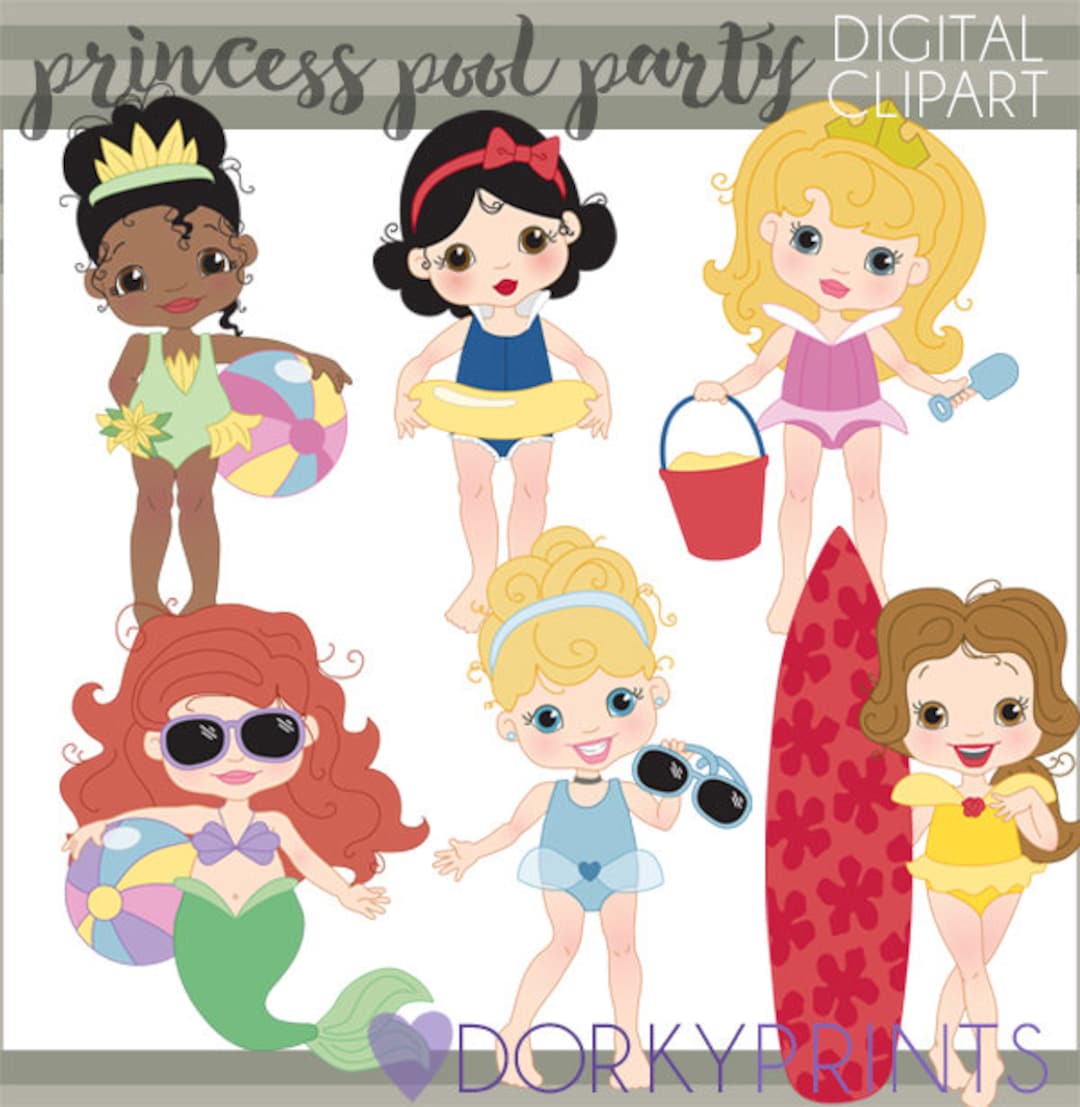 Princess Pool Party Clipart -personal and Limited Commercial ...