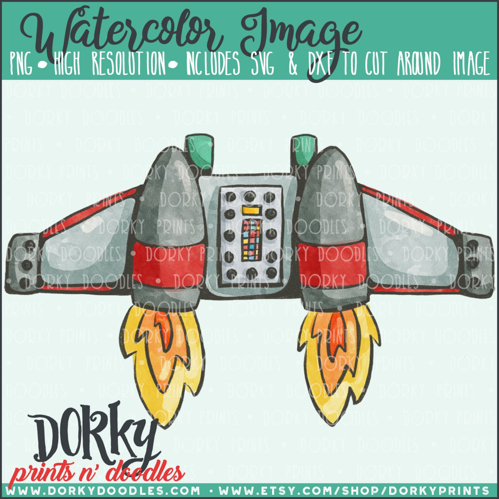 Jetpack Watercolor PNG Artwork Digital File for Heat | Etsy
