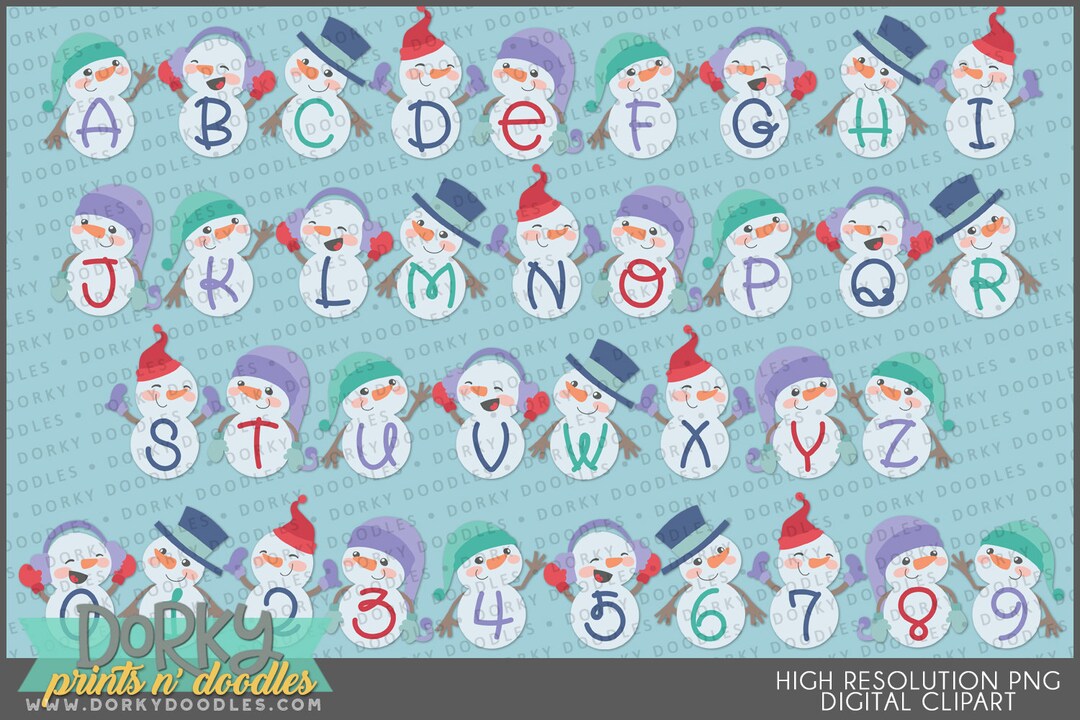 Christmas Clipart Snowman Alphabet and Numbers -personal and Limited ...