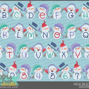 Christmas Clipart Snowman Alphabet and Numbers -personal and Limited ...