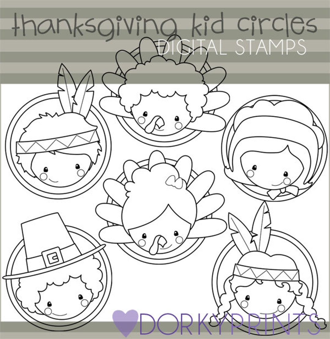 Thanksgiving Clipart Kids Circles Line Art -personal and Limited ...