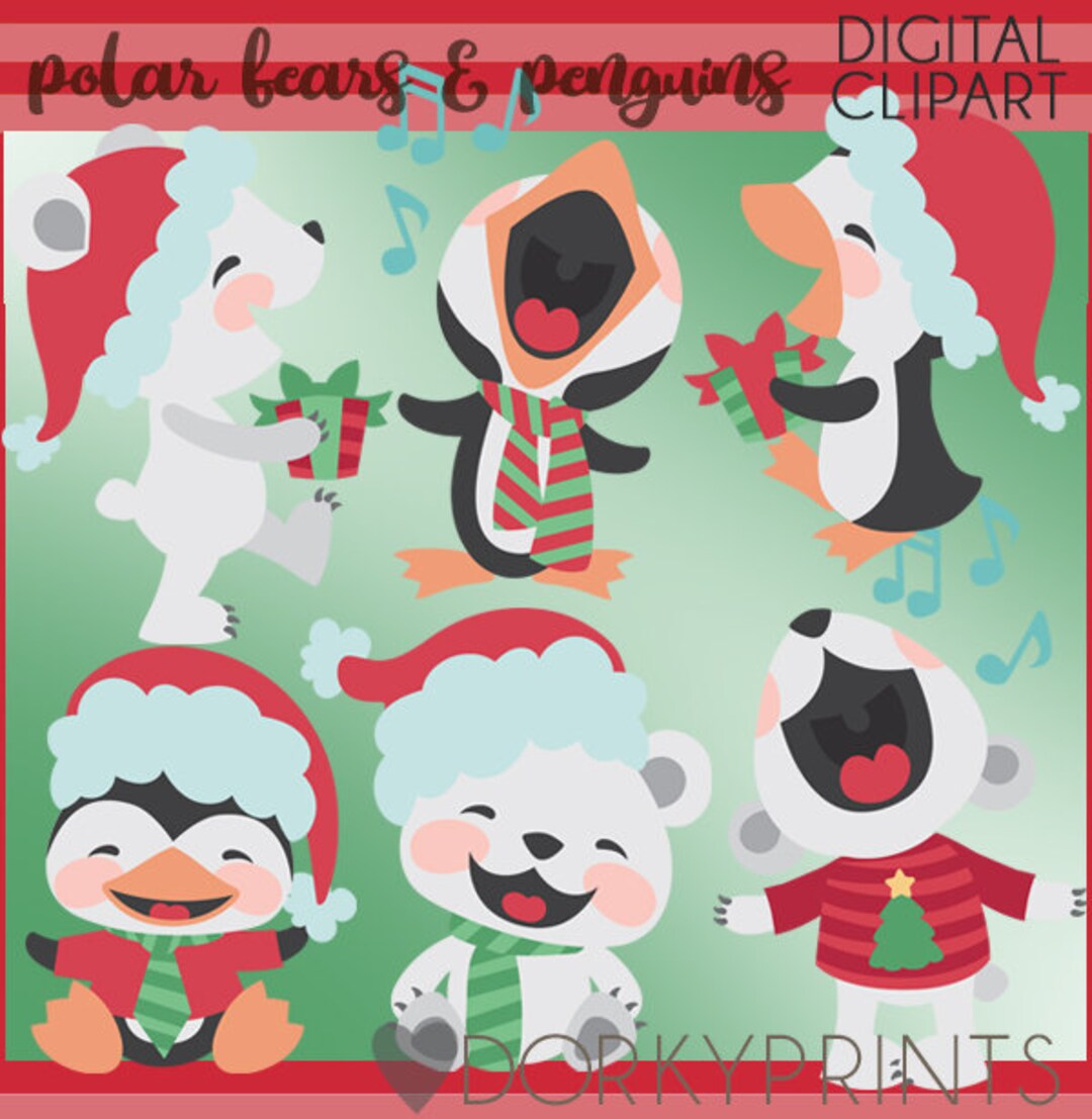 Polar Bears and Penguins Christmas Clipart -personal and Limited ...
