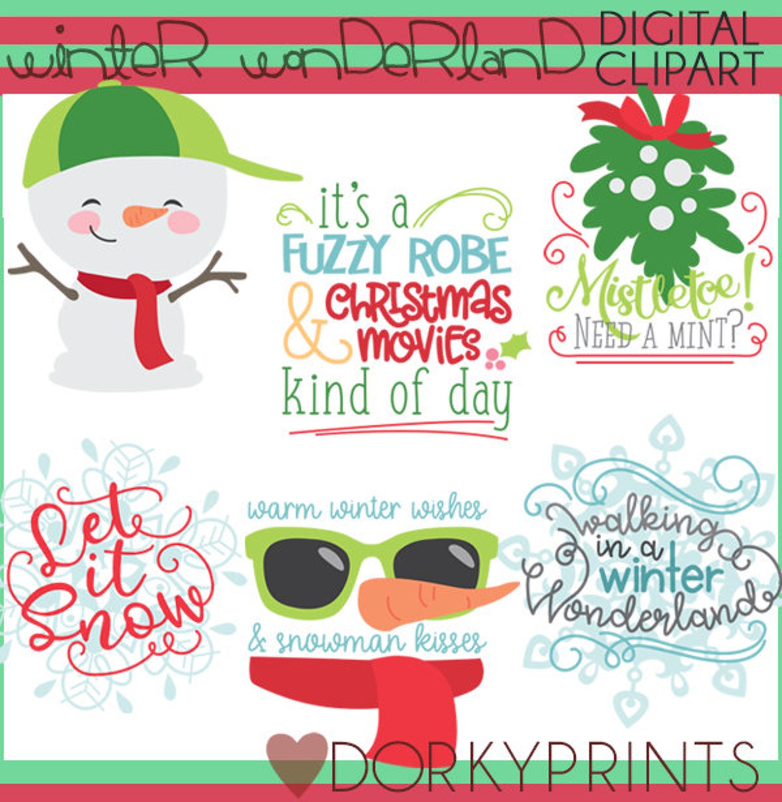 Christmas Clipart Winter Wonderland personal and Limited - Etsy
