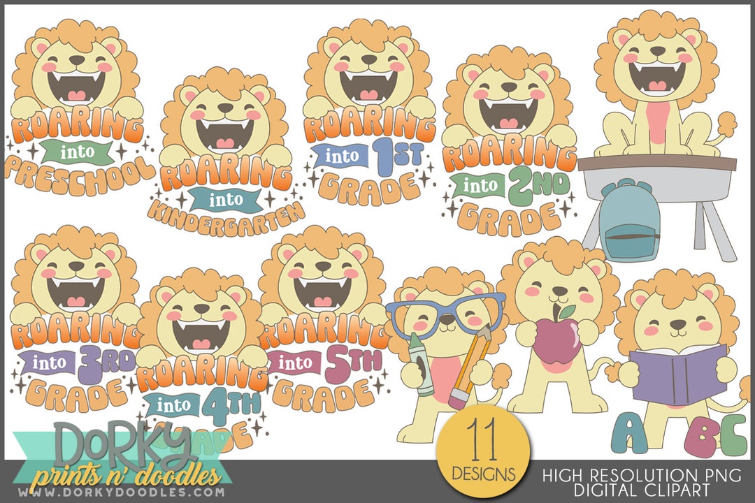 Lion Roaring Back to School Clipart Grade Specific Designs for ...